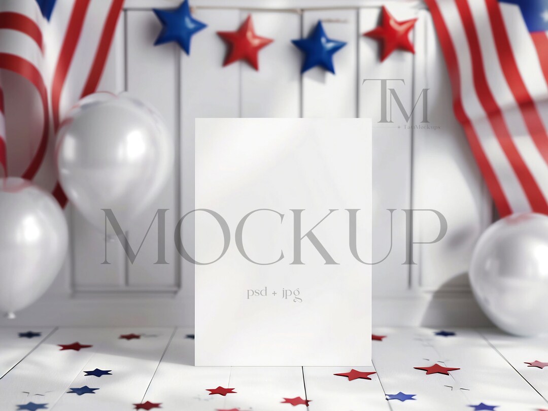4th of July 5x7 Invitation Mockup Independence Day Card Mockup 4 of ...
