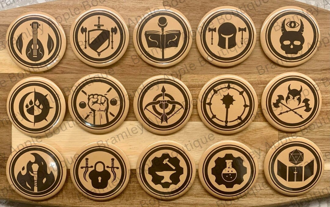Dnd Class Inspired Badges | Dungeons and Dragons | Badges | Buttons ...