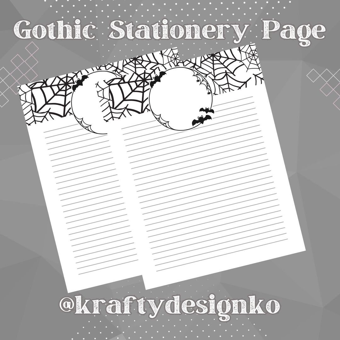 Custom Gothic Journal Page, Instant Downloadable Gift, Creepy Spiderweb ...