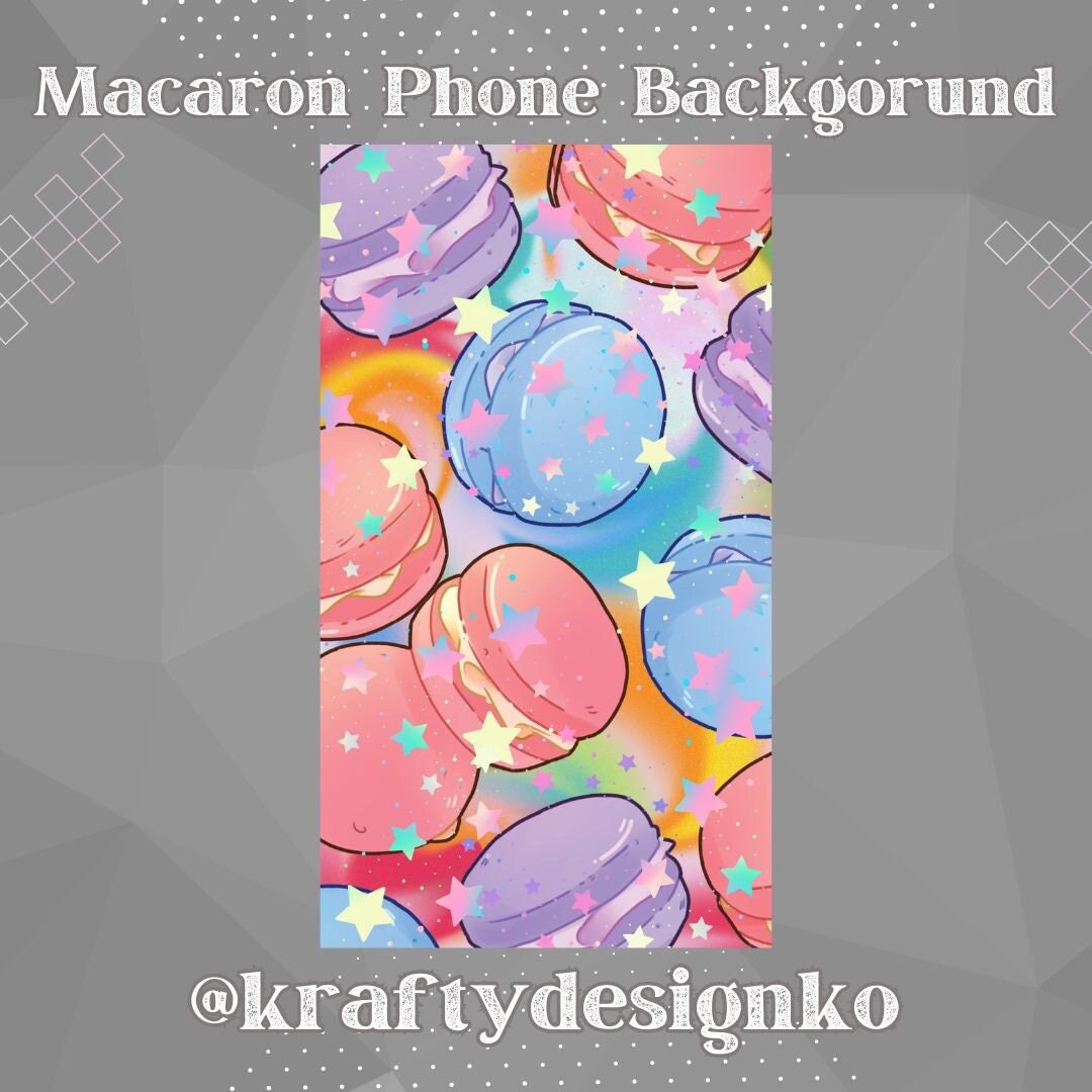 Macaron Phone Background, Cute Digital Wallpaper, Dessert Themed Fun ...