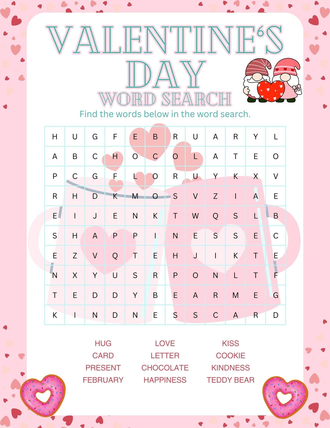 Instant Download, Valentine Word Search, Festive Family Fun, Tools for ...
