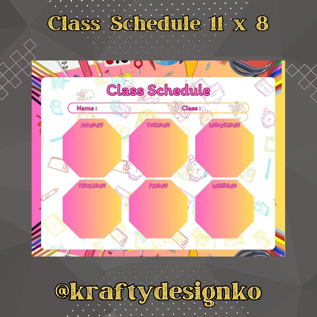 Colorful Weekly Class Schedule Planner (digital Download) - Etsy