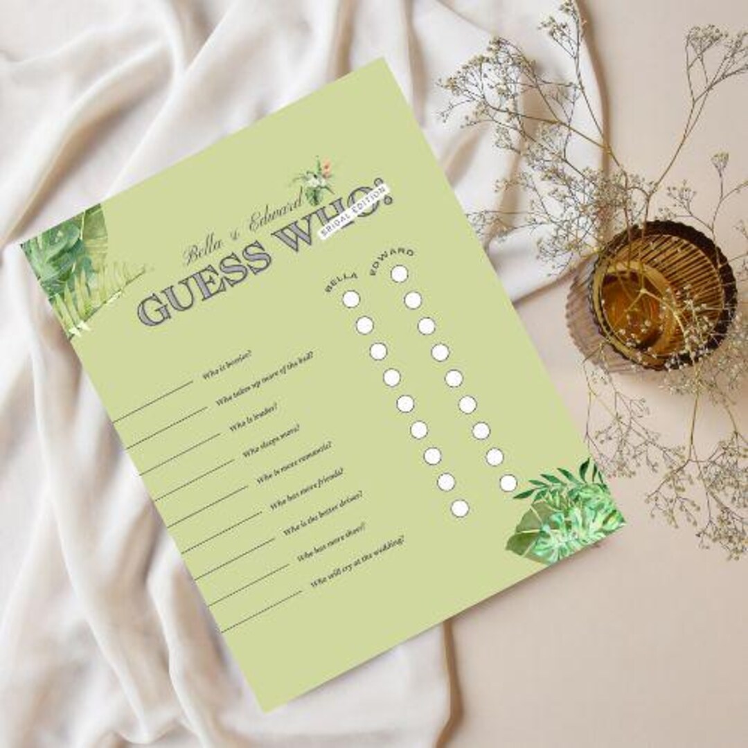 Tropical Bridal Shower Guess Who Trivia Game, Printable Instant ...