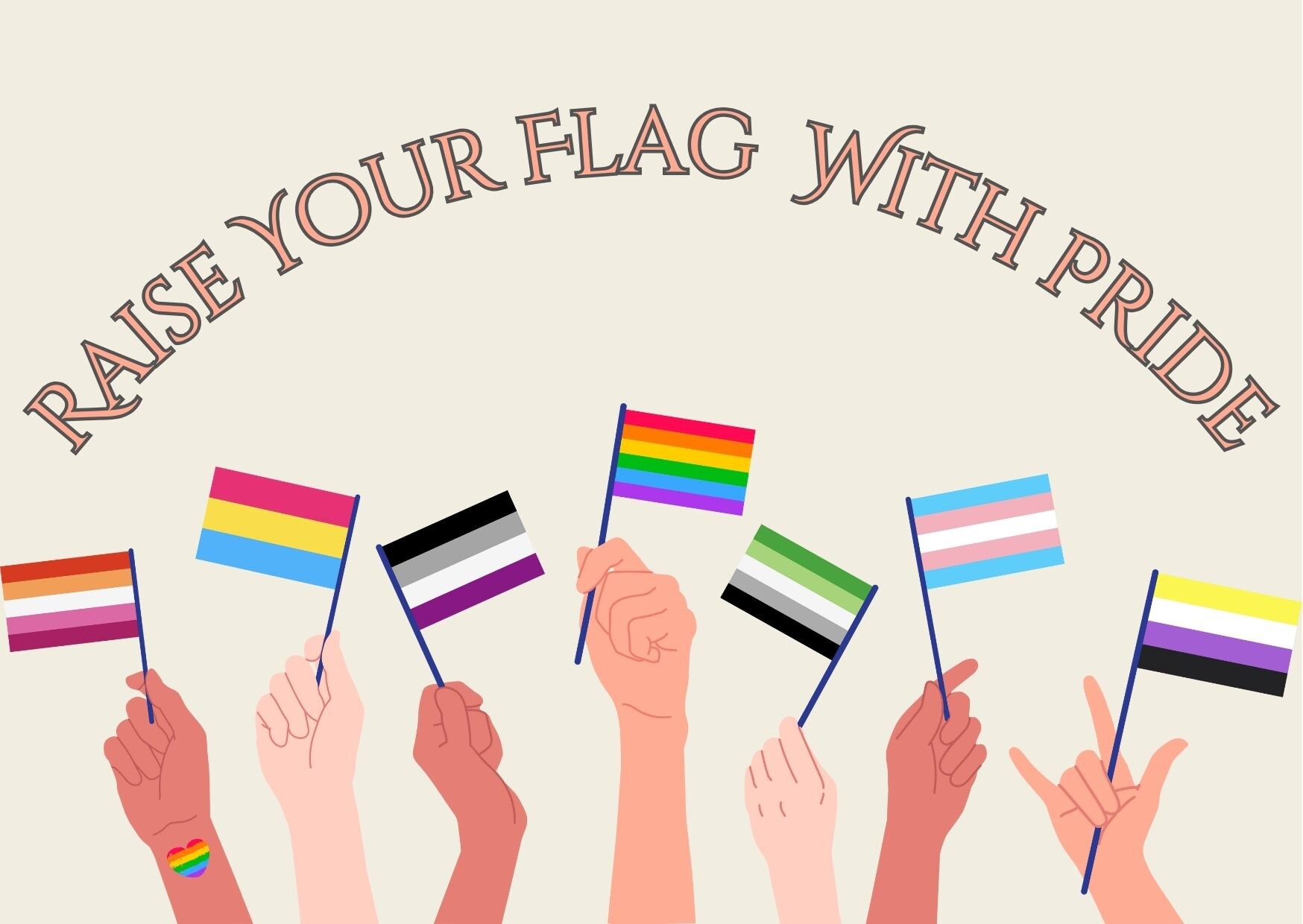 Raise Your Flag With Pride, Printable Pride Card, Be Proud Card, Instant Download Love Yourself ...