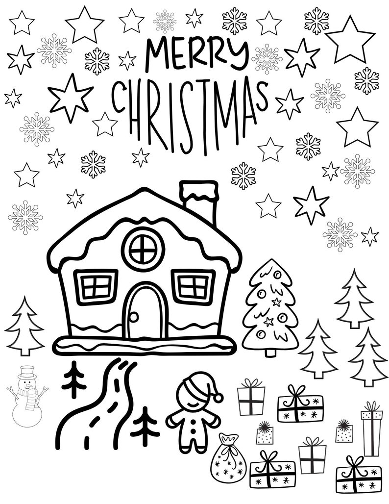 Holiday Printable Coloring Page, Festive Family Fun, Merry Christmas ...