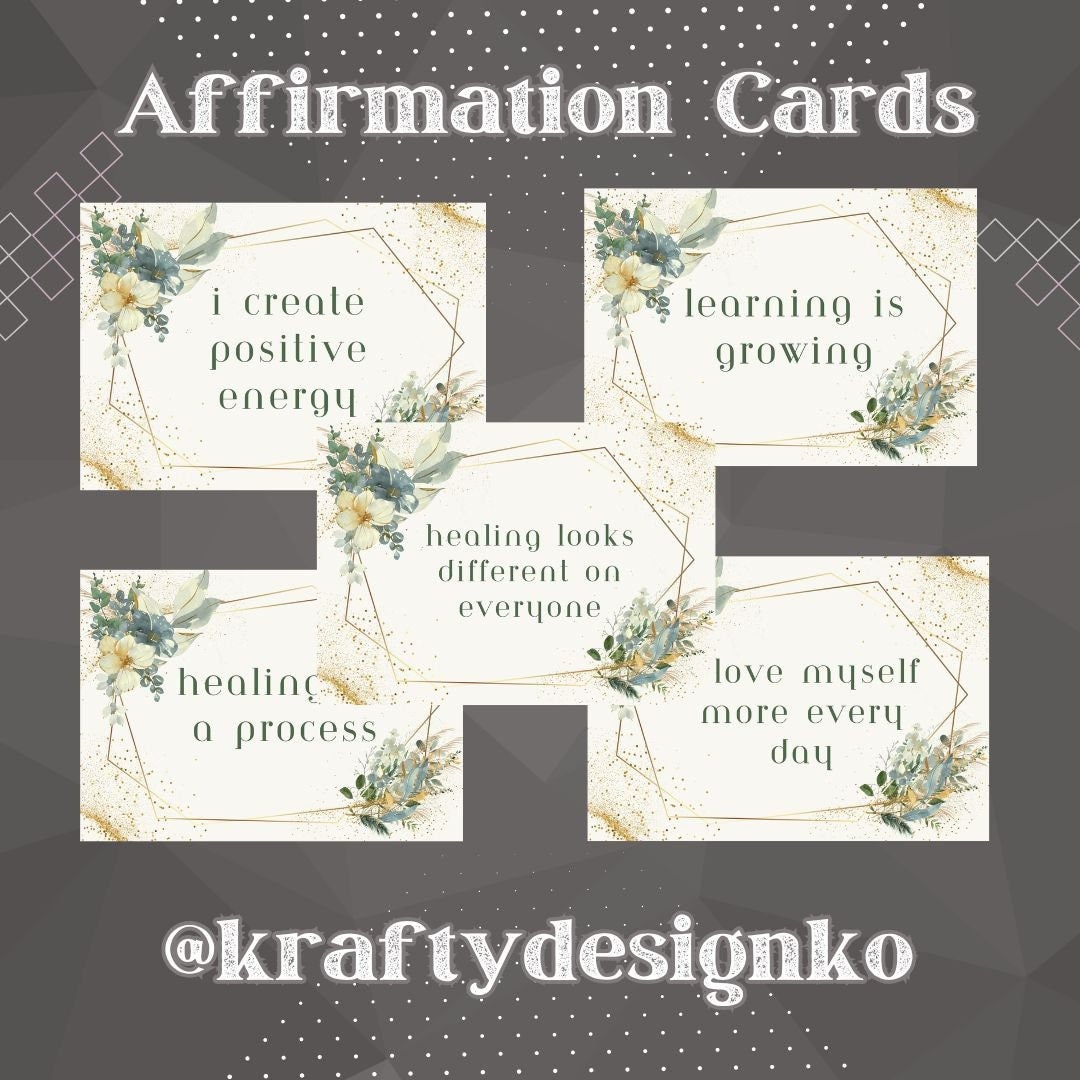 Positive Affirmation Cards, 10 Printable Daily Meditations, Floral ...