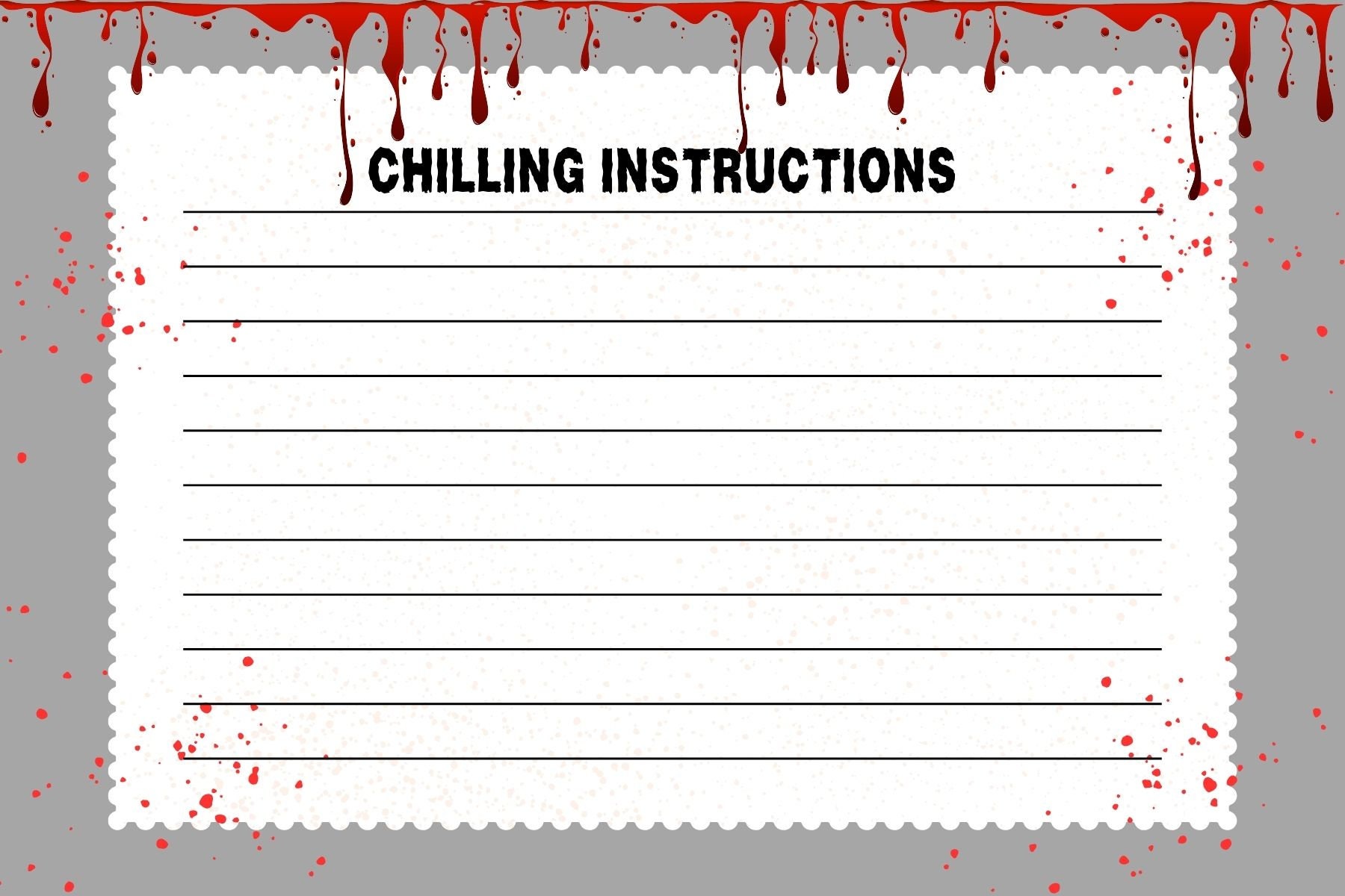 Bloody Recipe Cards, Printable Recipe Instructions, Spooky Culinary ...