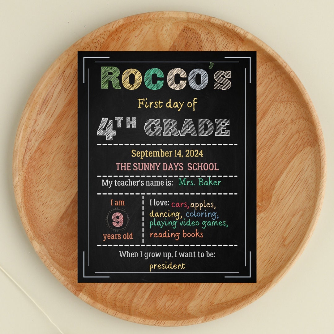 Personalized First Day of School Sign: Printable Milestone Photo Prop ...