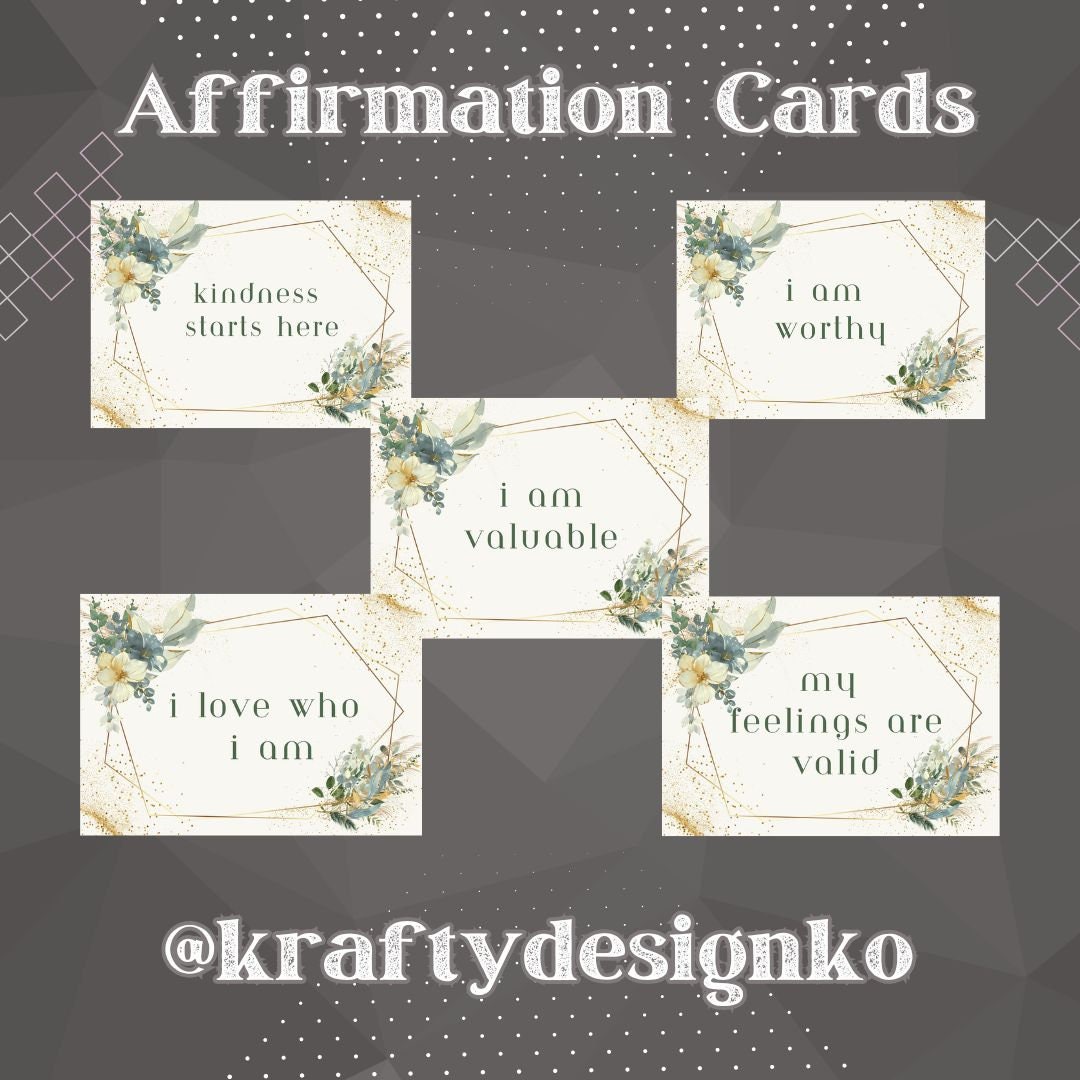 Positive Affirmation Cards, 10 Printable Daily Meditations, Floral ...