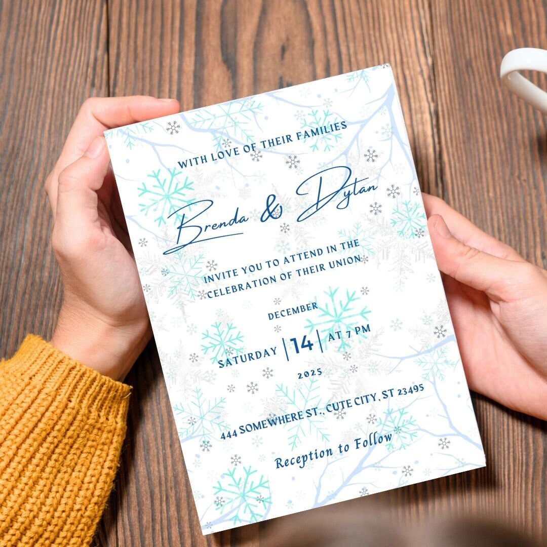 Personalized Winter Wedding Invitation: Snowflake Theme (printable) - Etsy