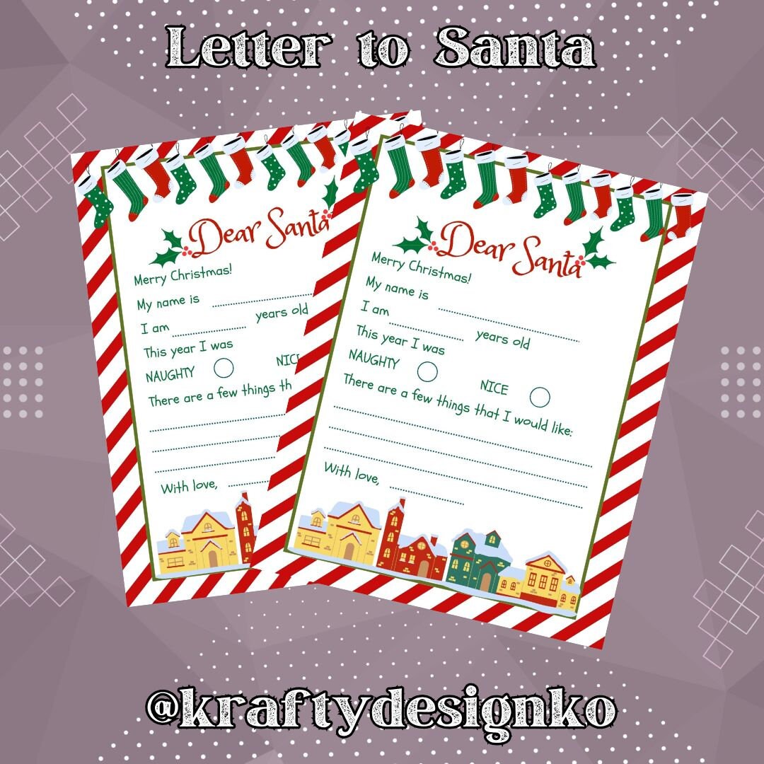 Dear Santa Printable Letter, Letter to Santa, Christmas Wishlist ...