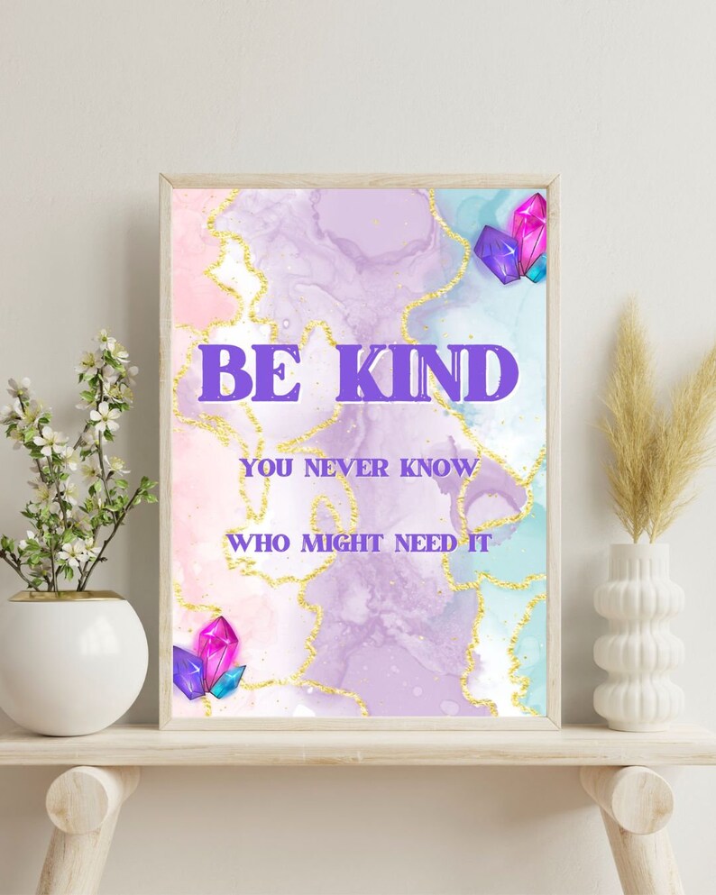 Be Kind Wall Art, Motivational Artwork, Instant Digital Download Wall ...