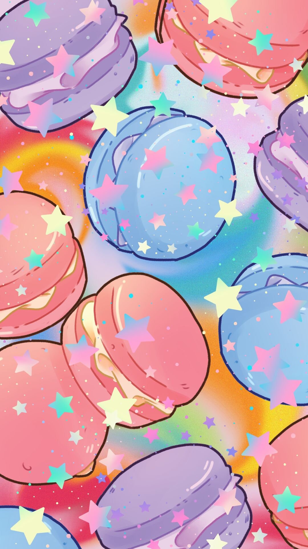 Macaron Phone Background, Cute Digital Wallpaper, Dessert Themed Fun ...