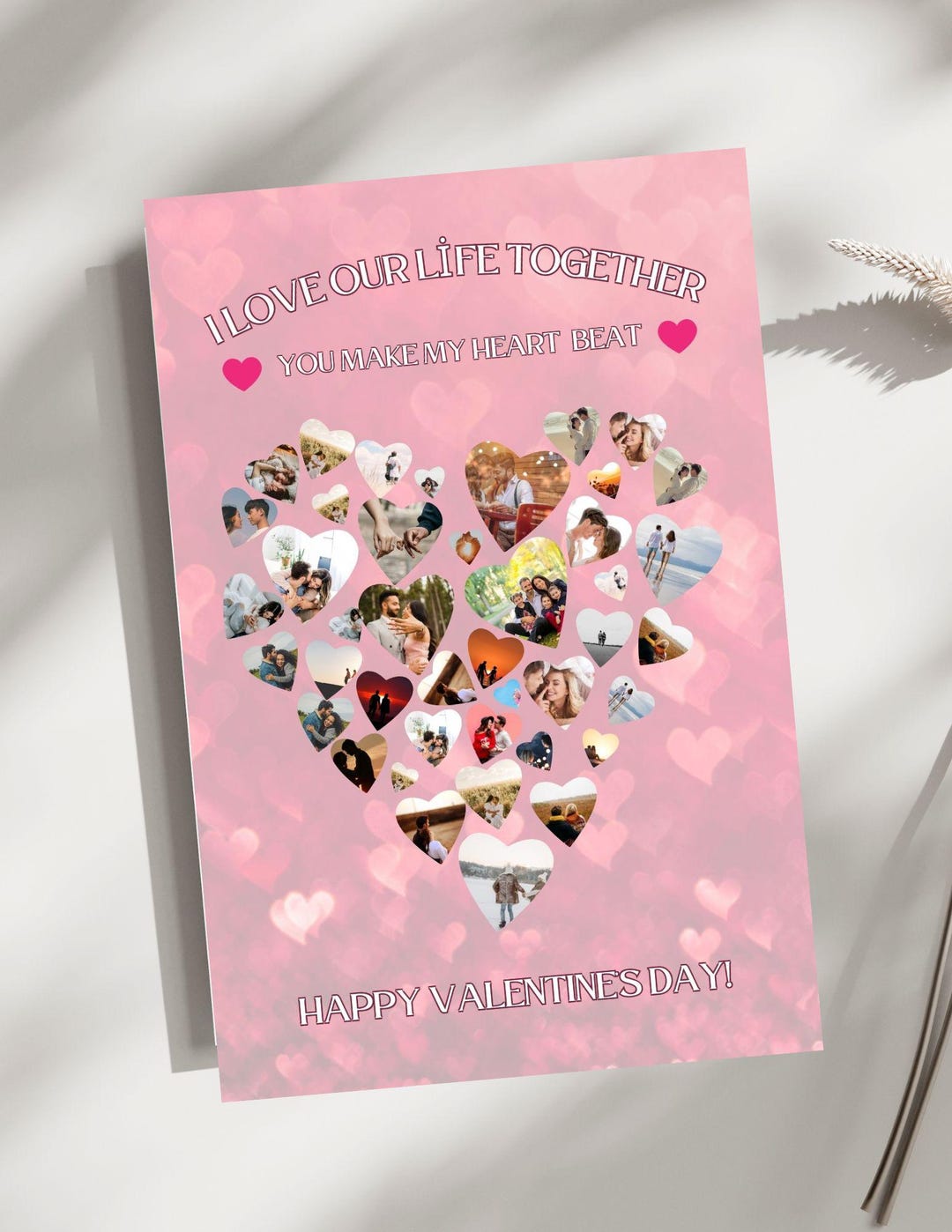 Valentine Heart Collage Card, Romantic Valentine Card, Photo Collage ...