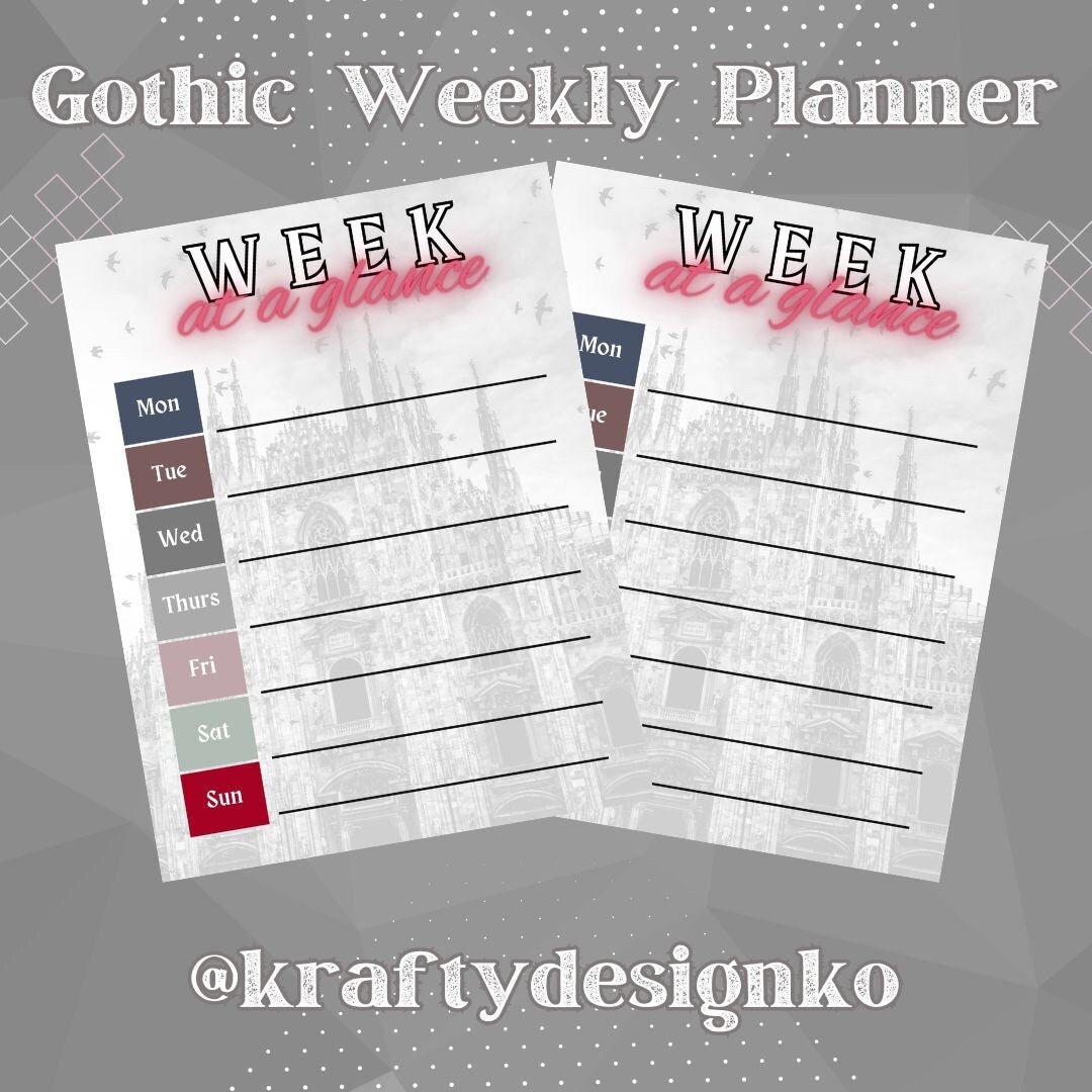 Custom Gothic Planner Pages, Printable Cathedral Planner Sheets ...