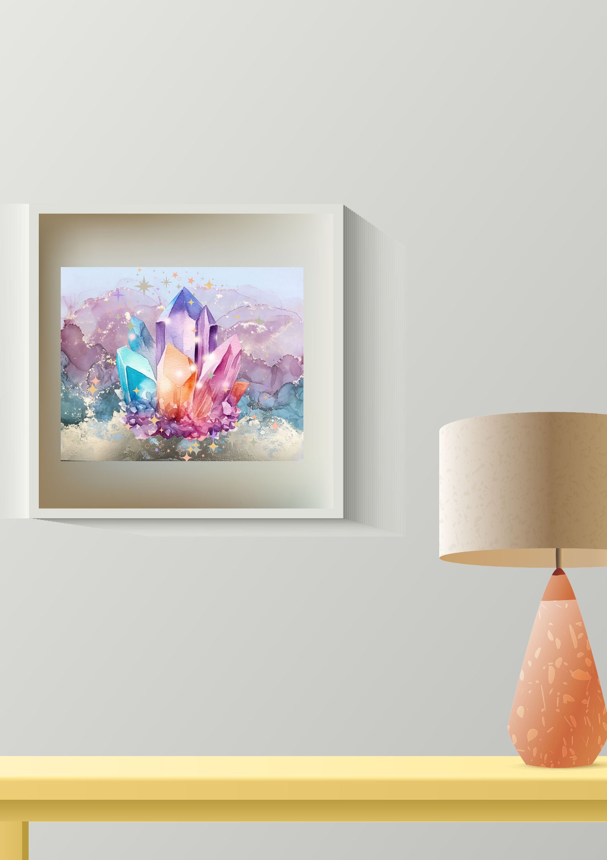 Set of 4 Crystals 10 X 8 Wall Art, Colorful Artwork for Home, Instant ...