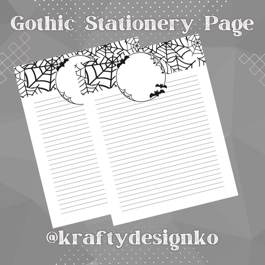 Custom Gothic Journal Page, Instant Downloadable Gift, Creepy Spiderweb ...