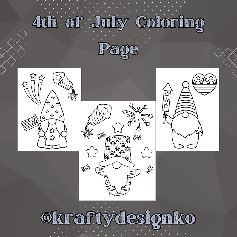 4th of July Coloring Page Instant Download, Stars and Stripes Gnome ...