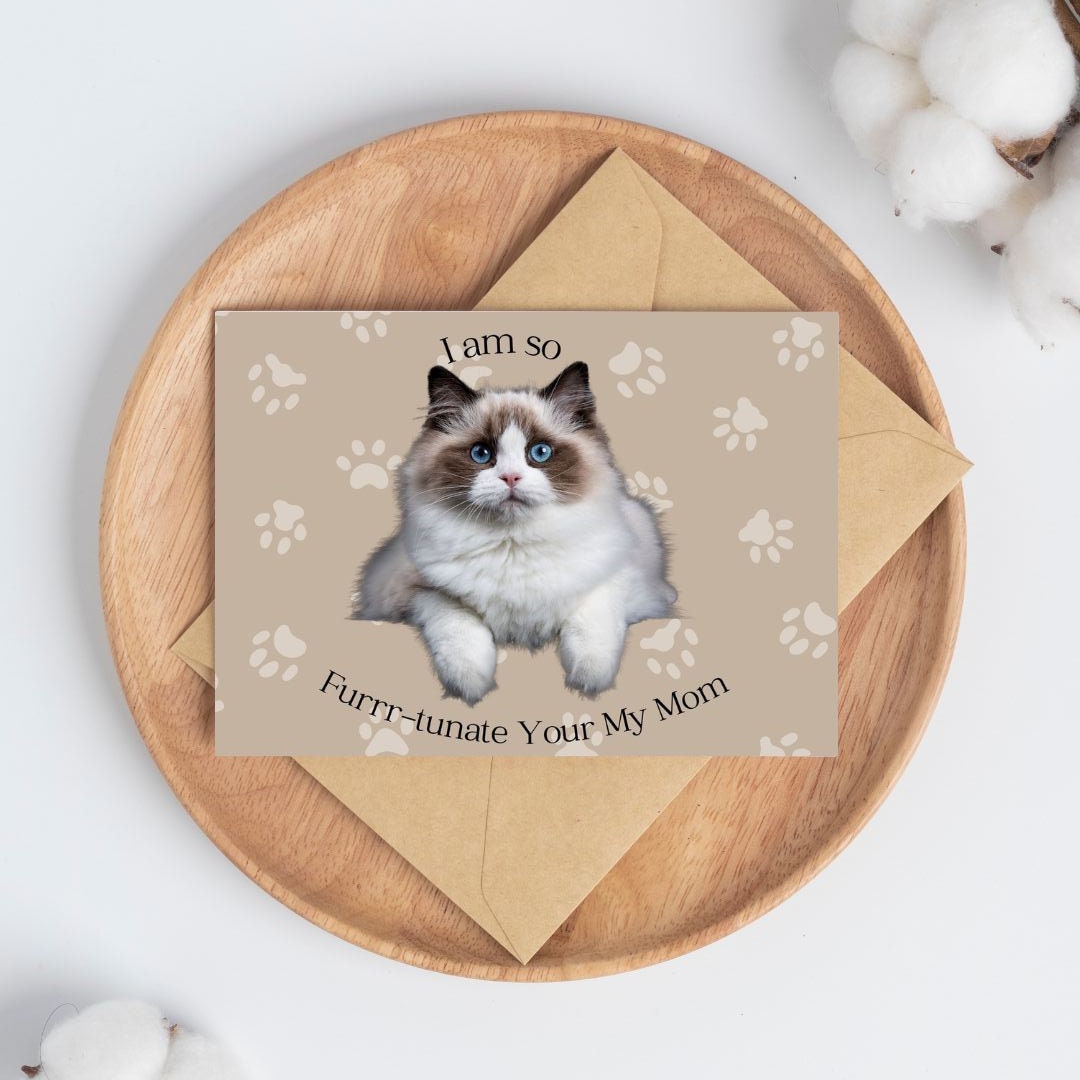 Printable Mother's Day Card, Fluffy Cat Greeting Card, Kitty Inspired ...