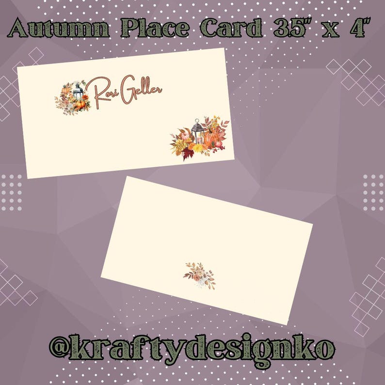 Personalized Autumn Lanterns Place Cards, Print Your Own Fall Table ...