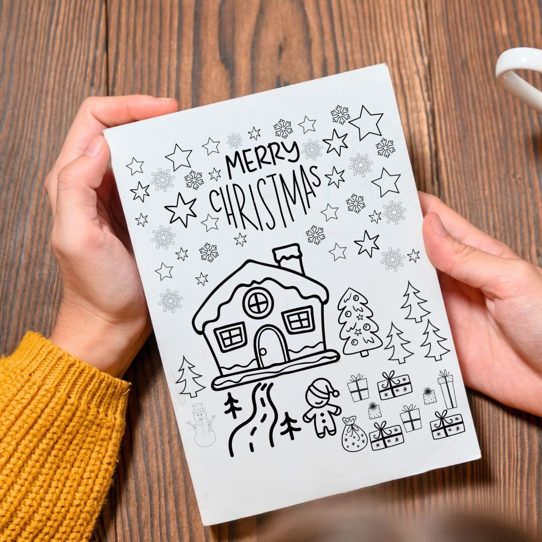 Holiday Printable Coloring Page, Festive Family Fun, Merry Christmas ...
