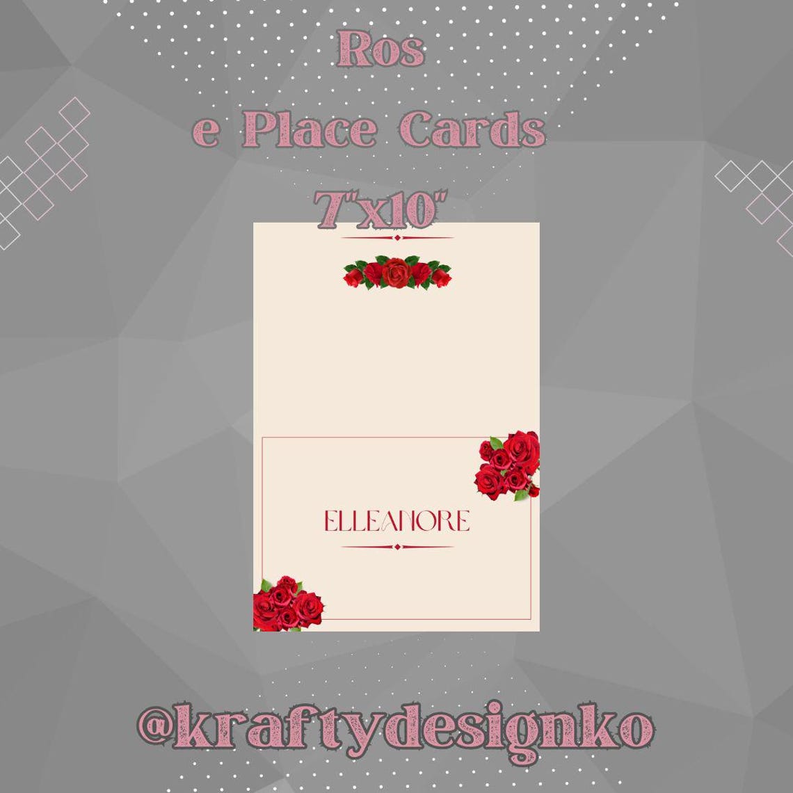 Personalized Rose Themed Place Cards, Print Your Own Wedding Table ...