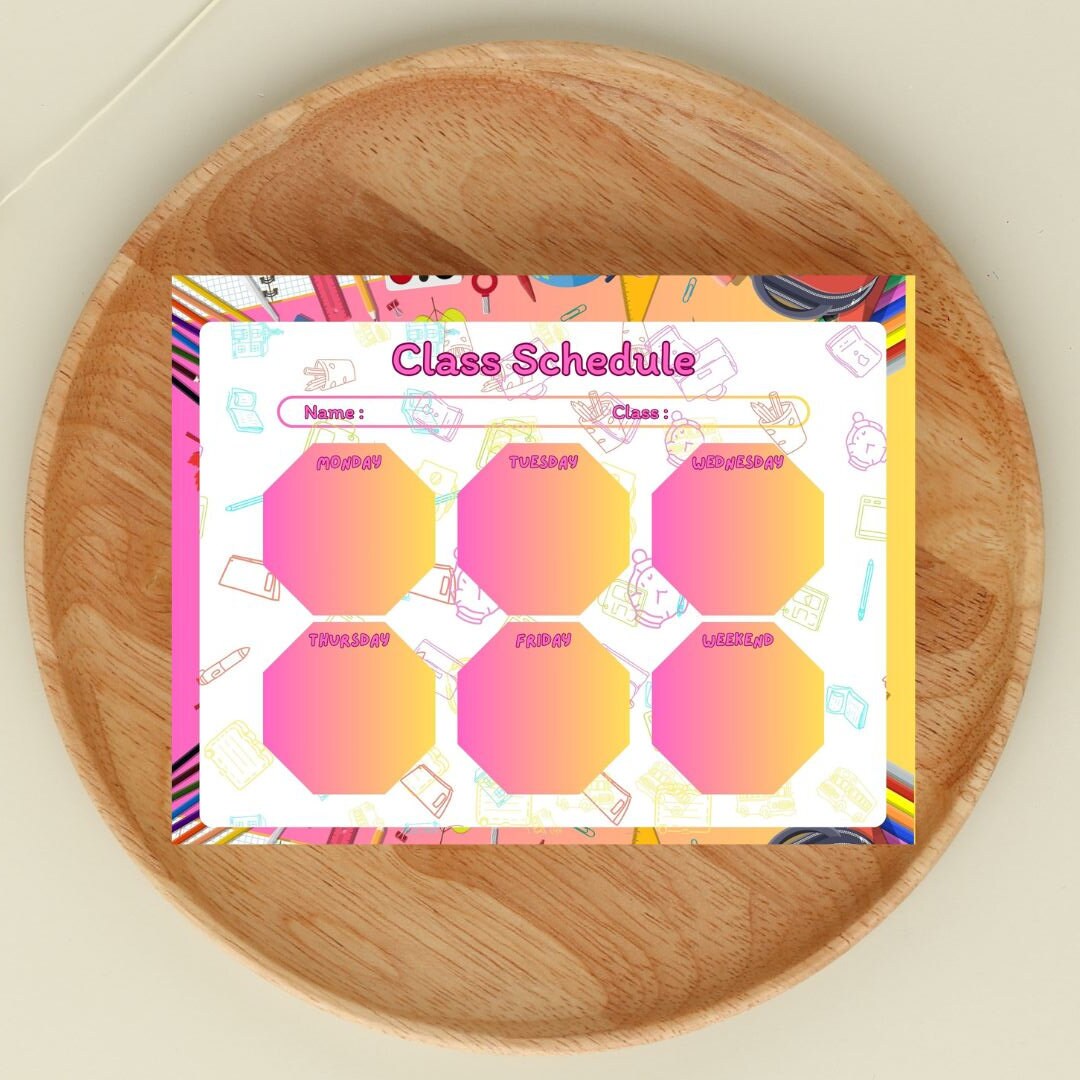 Colorful Weekly Class Schedule Planner (digital Download) - Etsy