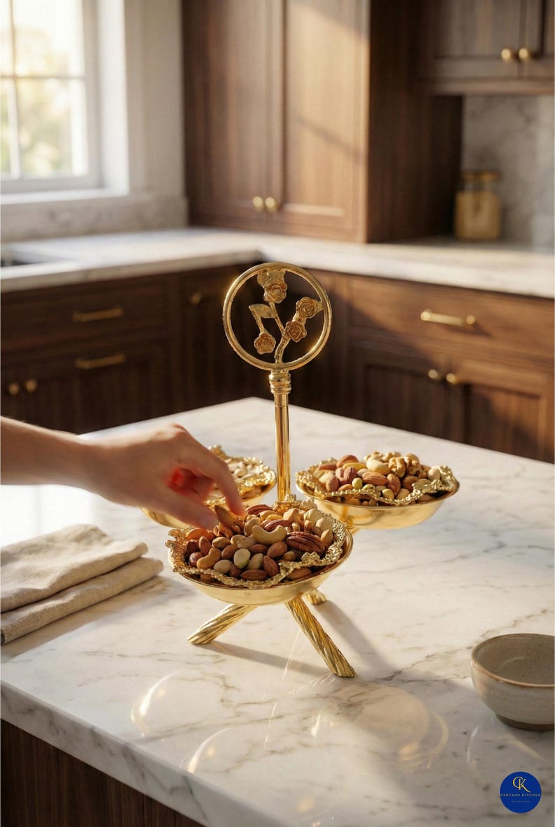 Handmade Copper 3-tier Snack Bowl • Brass Floral Handle - Etsy
