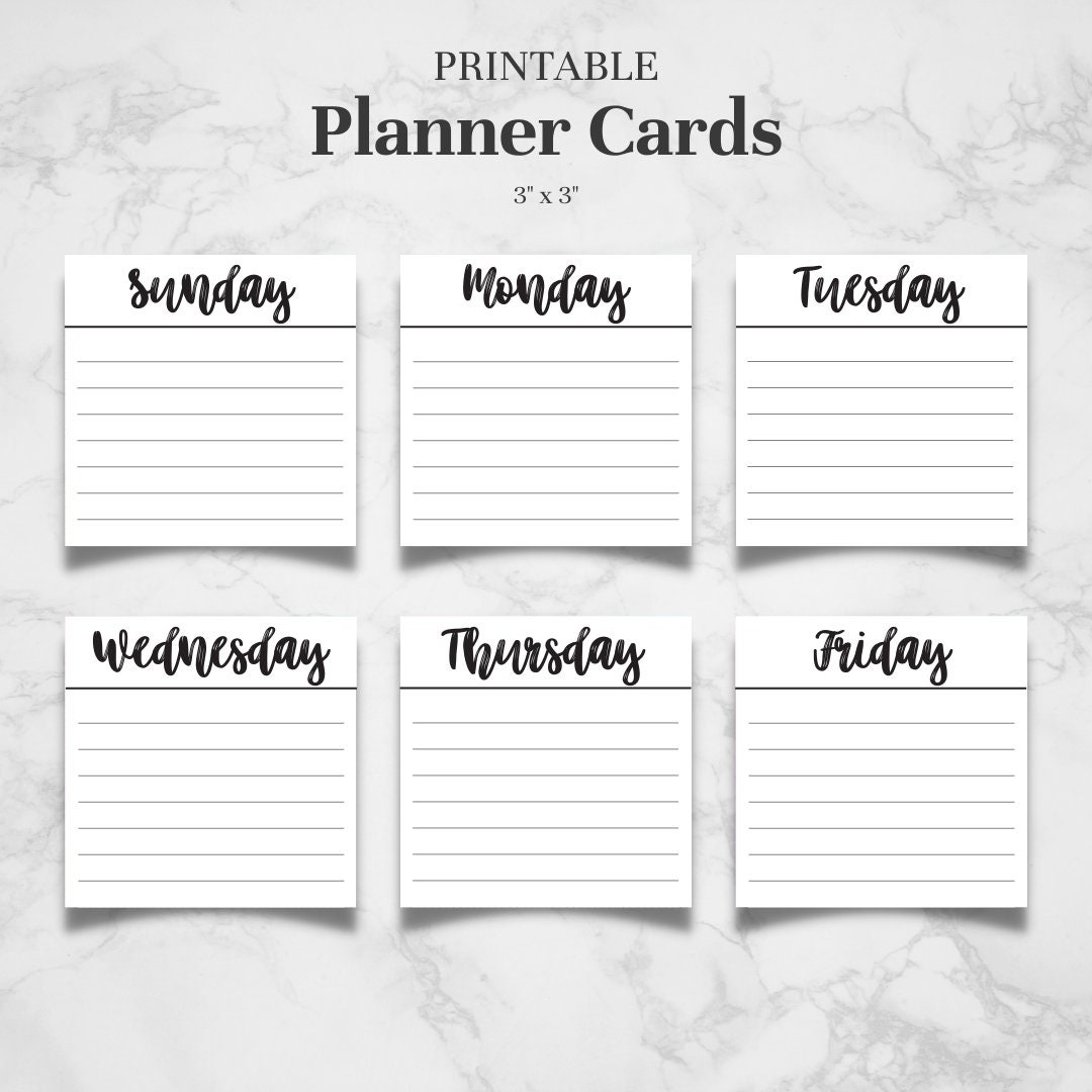 Planner Cards 3x3 Printable Bujo Cards Printable - Etsy