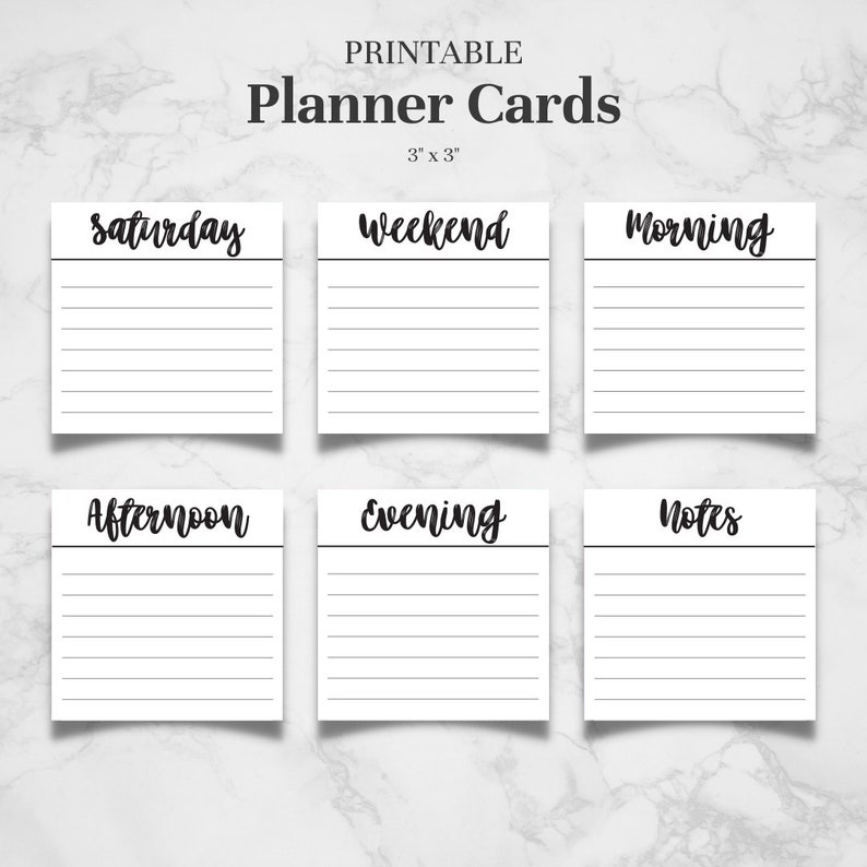 Planner Cards 3x3 Printable Bujo Cards Printable - Etsy