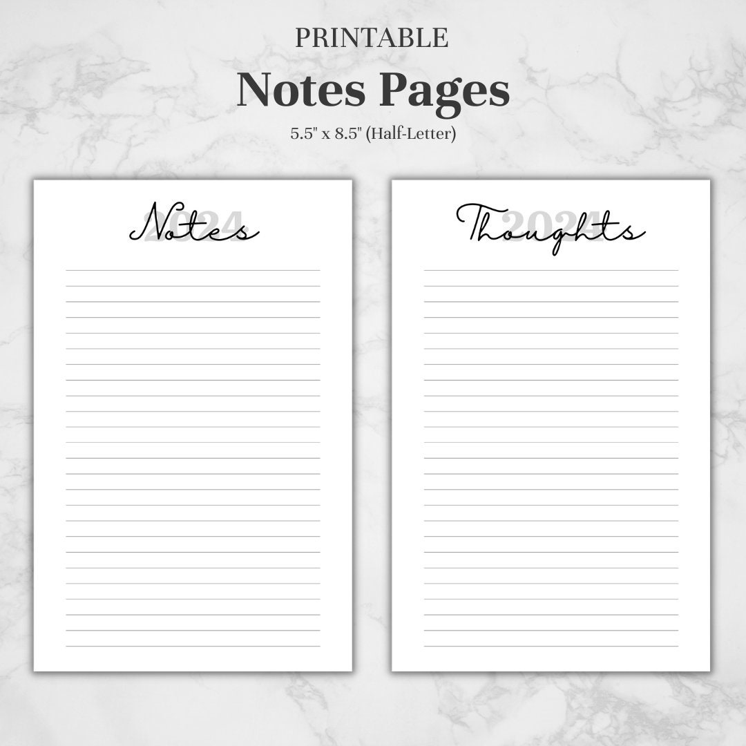 2024 Notes Half-letter Printable Notes Pages Printable - Etsy Canada