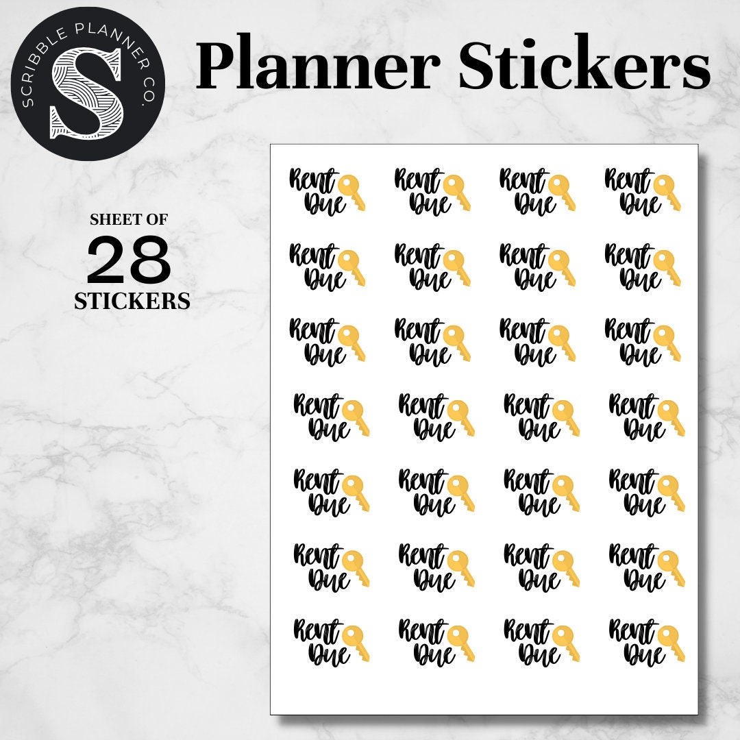 Rent Due Stickers Planner Stickers Planning Stickers - Etsy