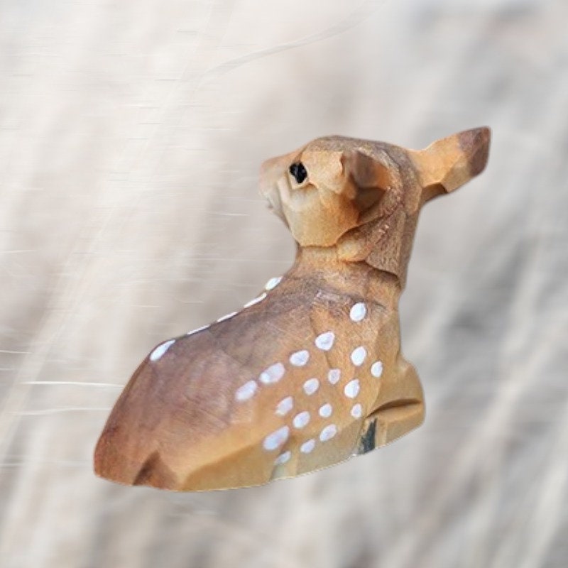 Hand Carved Wooden Deer Figurines Hand Crafted Painted Wooden Animal ...