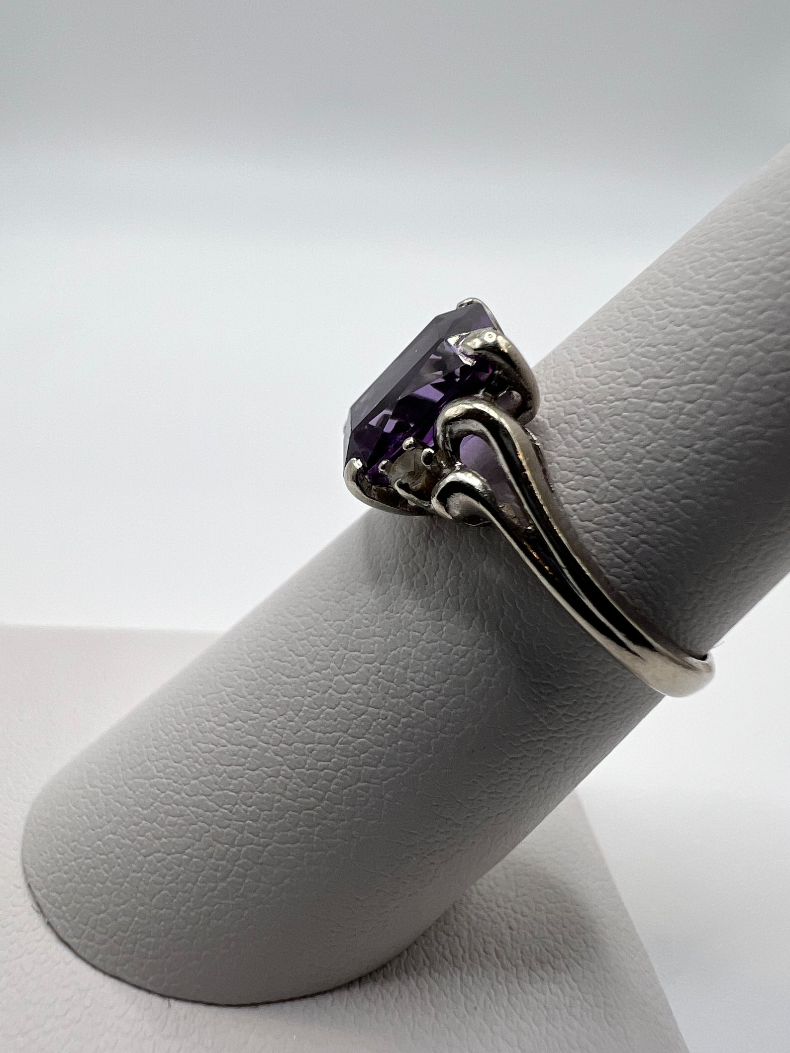 Bold Vintage RSCO Ring With Purple Sapphire in 10k White Gold With ...