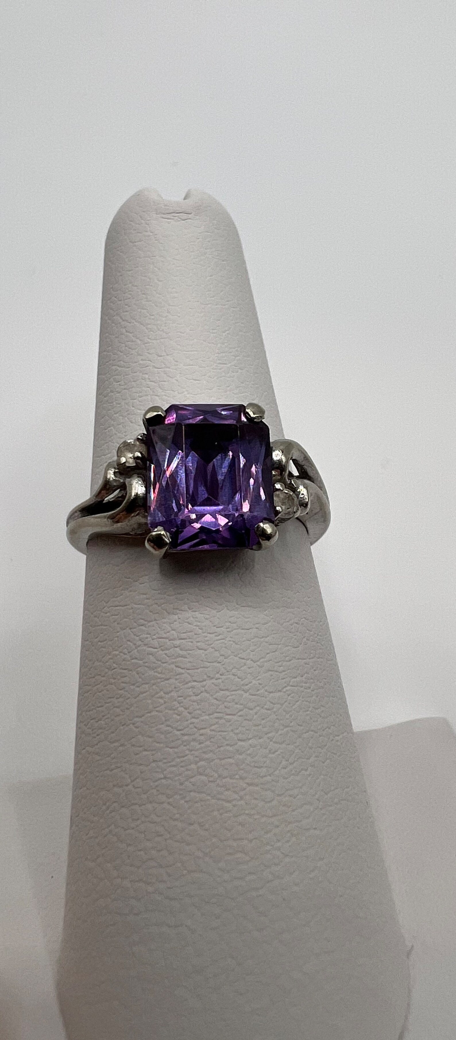 Bold Vintage RSCO Ring With Purple Sapphire in 10k White Gold With ...