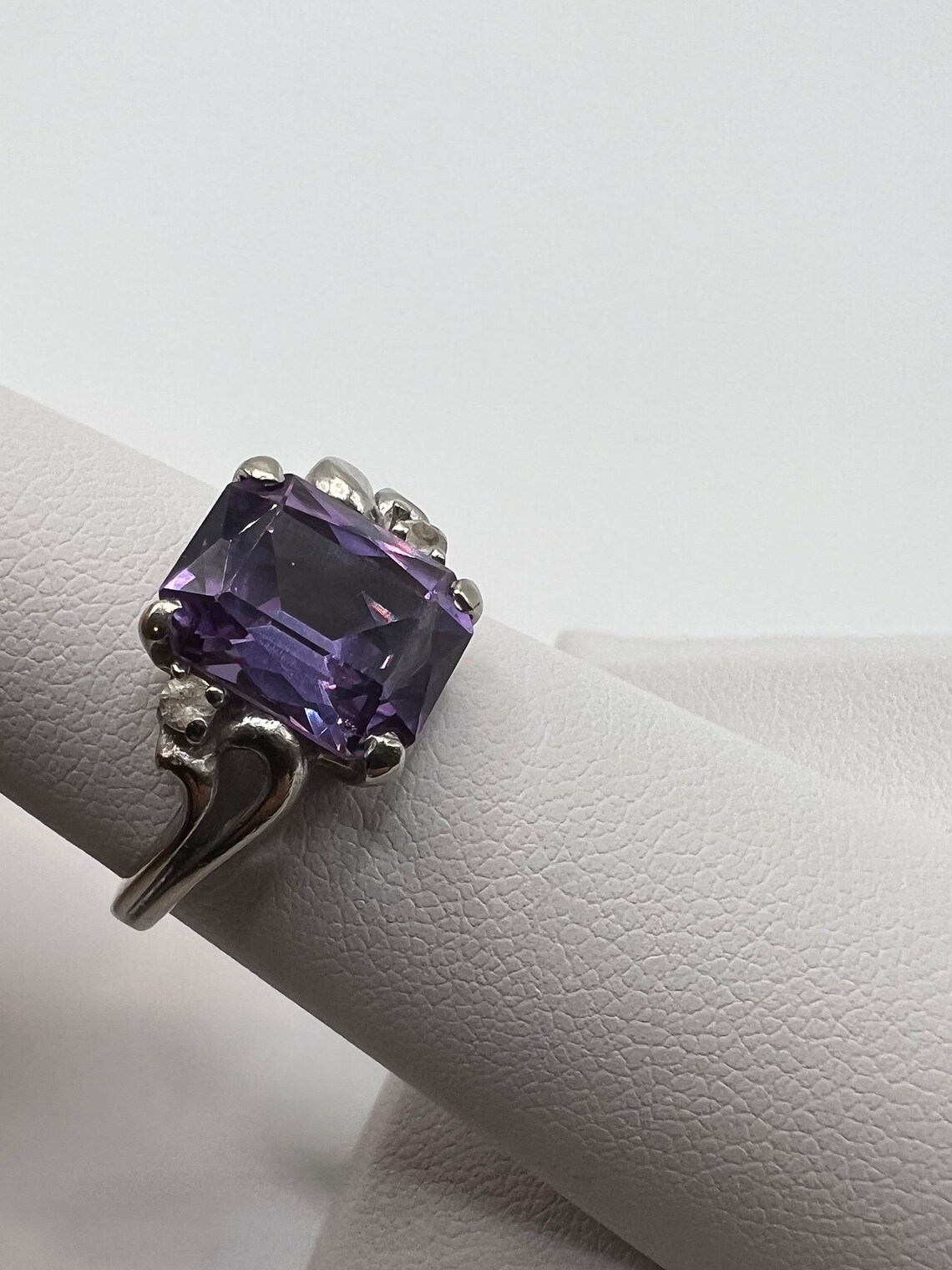 Bold Vintage RSCO Ring With Purple Sapphire in 10k White Gold With ...