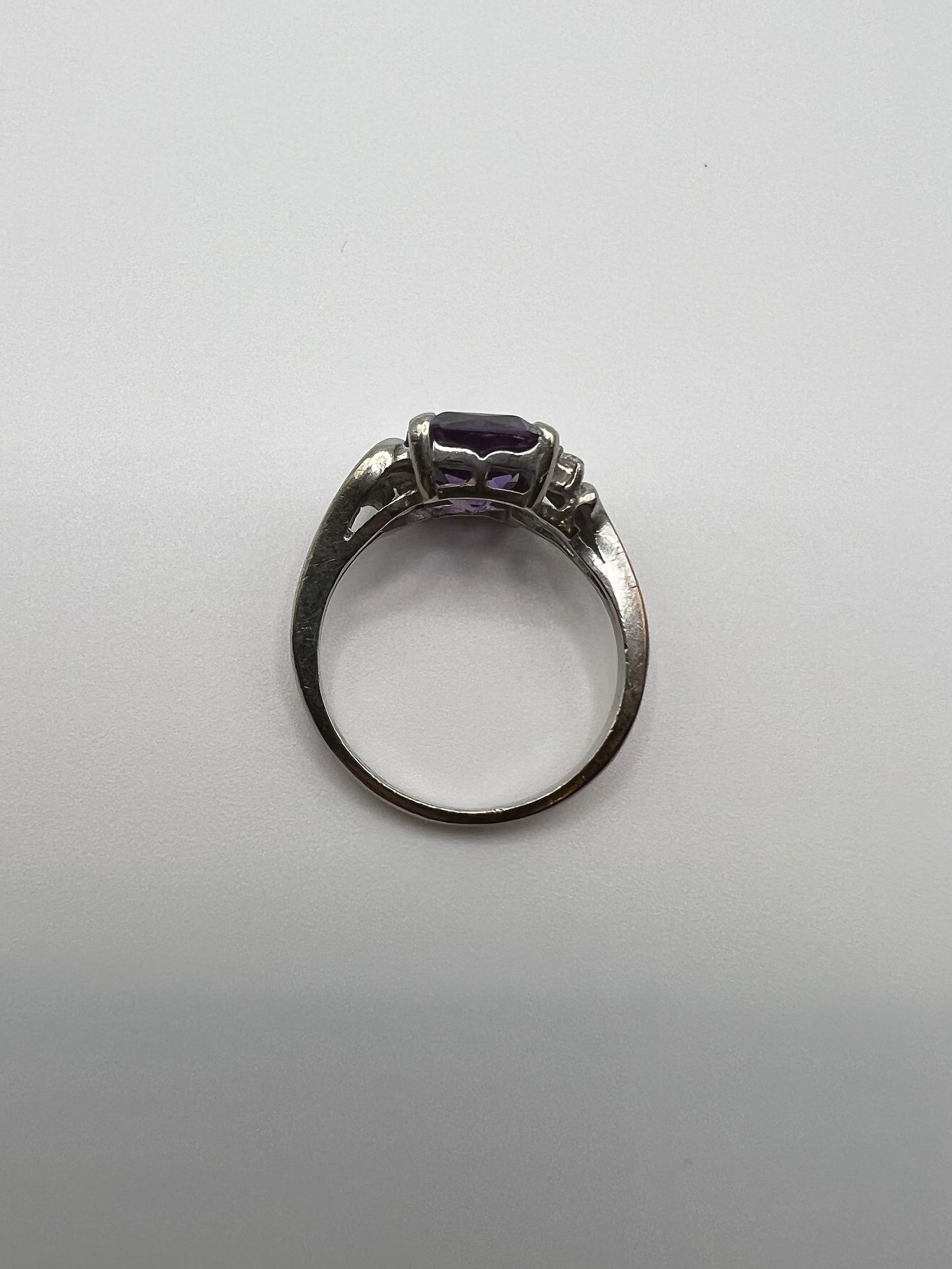 Bold Vintage RSCO Ring With Purple Sapphire in 10k White Gold With ...