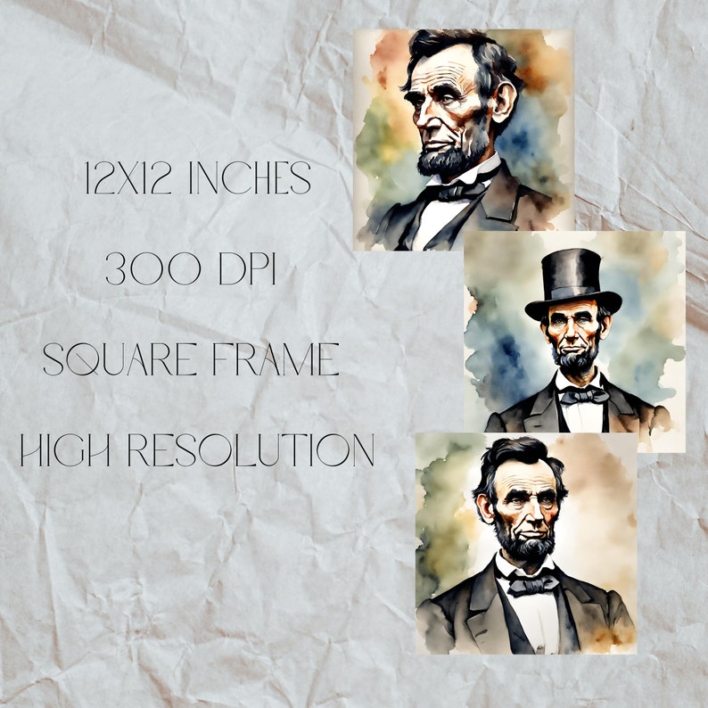 Watercolor Abraham Lincoln Digital Clipart, Abe Lincoln Sublimation PNG ...