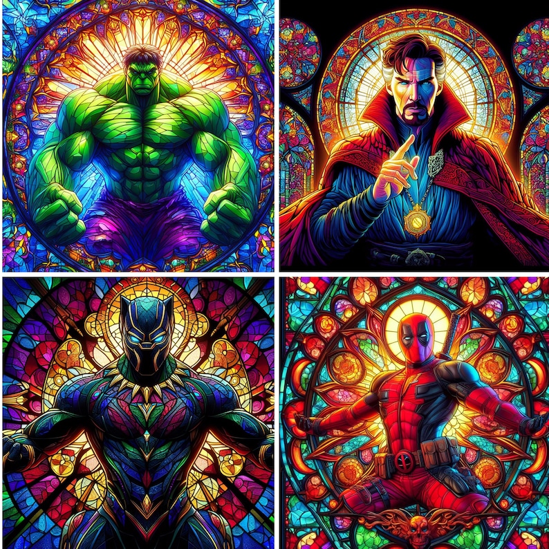 Stained Glass Superheroes PNG Clipart – 30+ Hero Art Images (commercial ...
