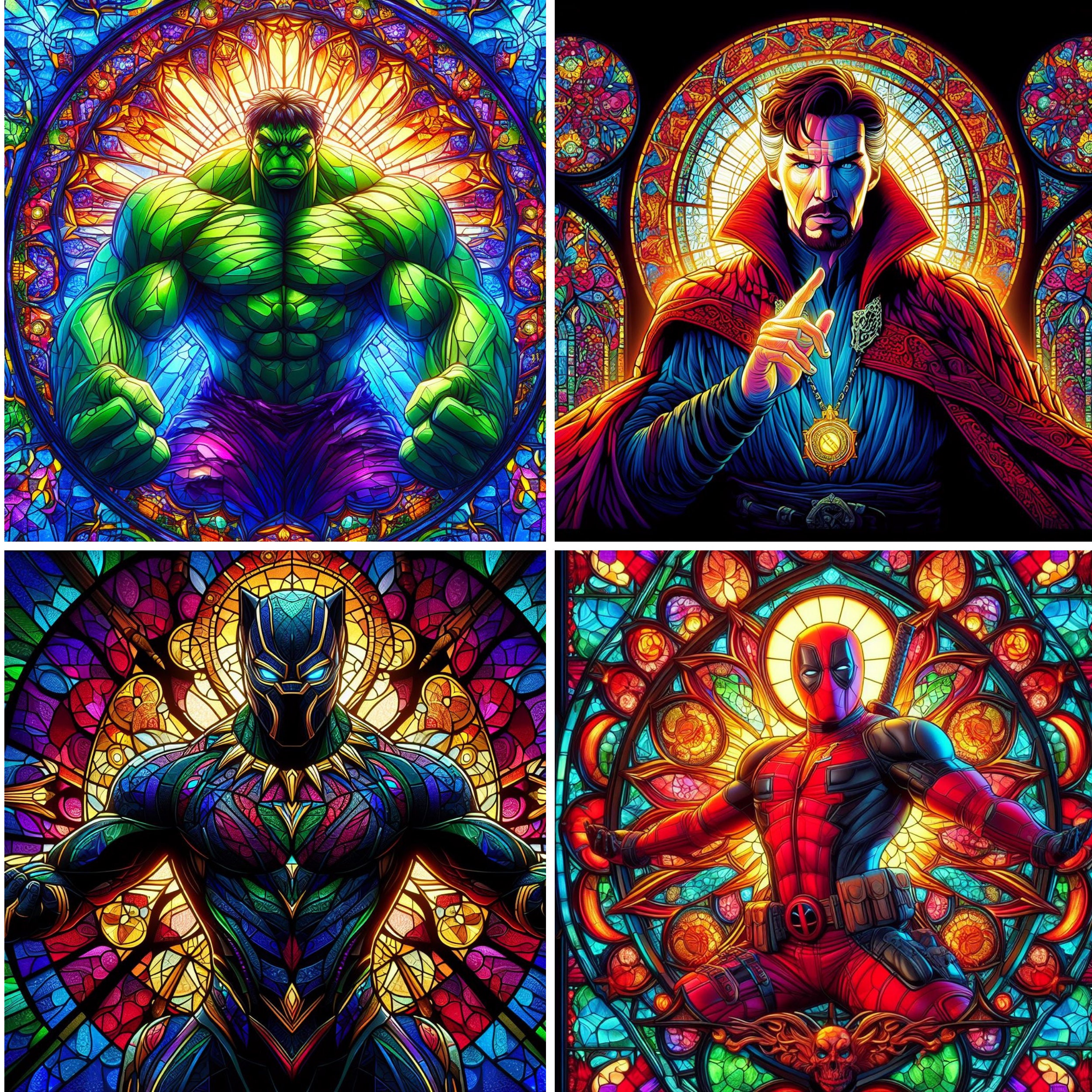 Stained Glass Superheroes PNG Clipart – 30+ Hero Art Images (commercial ...
