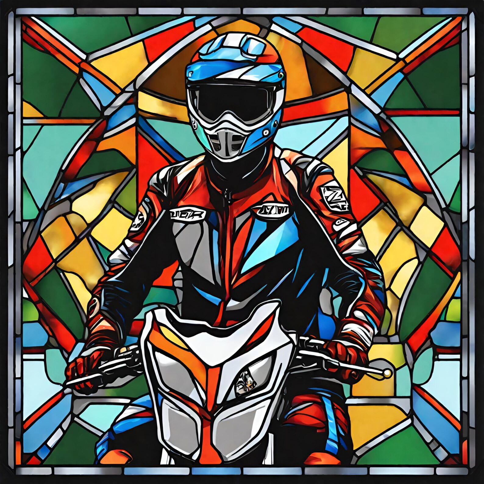 8 Motorcycle Rider Stained Glass Clipart Sublimation Motocross Designs ...
