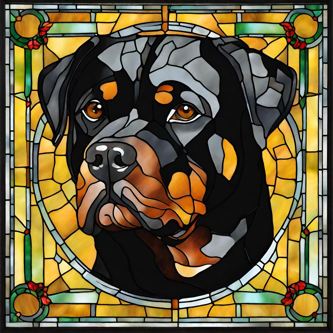 Rottweiler Stained Glass PNG Rottweiler Stained Glass Design for ...