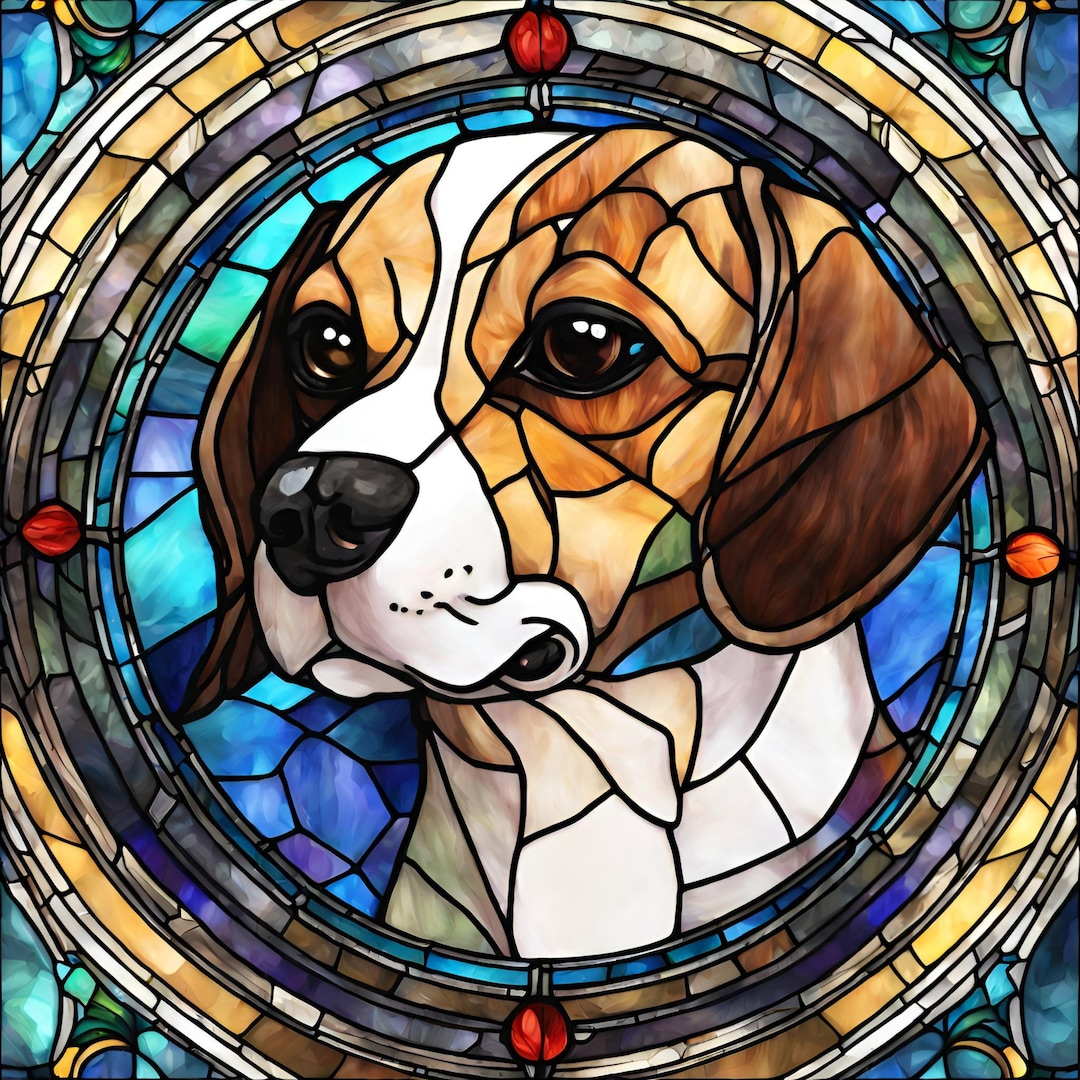 Beagle Stained Glass PNG Beagle Glass Design for Tumbler Sublimation ...