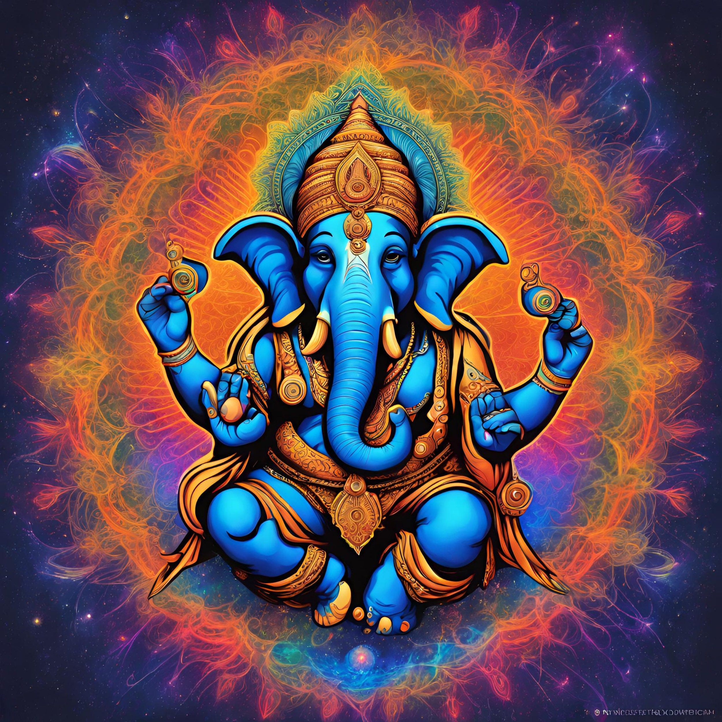 Psychedelic Ganesha Digital Clipart, Ganesha With Cosmos Sublimation ...