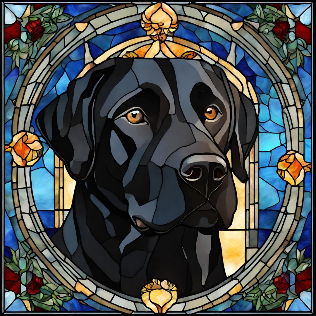 Labrador Retriever Stained Glass PNG, Tumbler Sublimation (digital ...