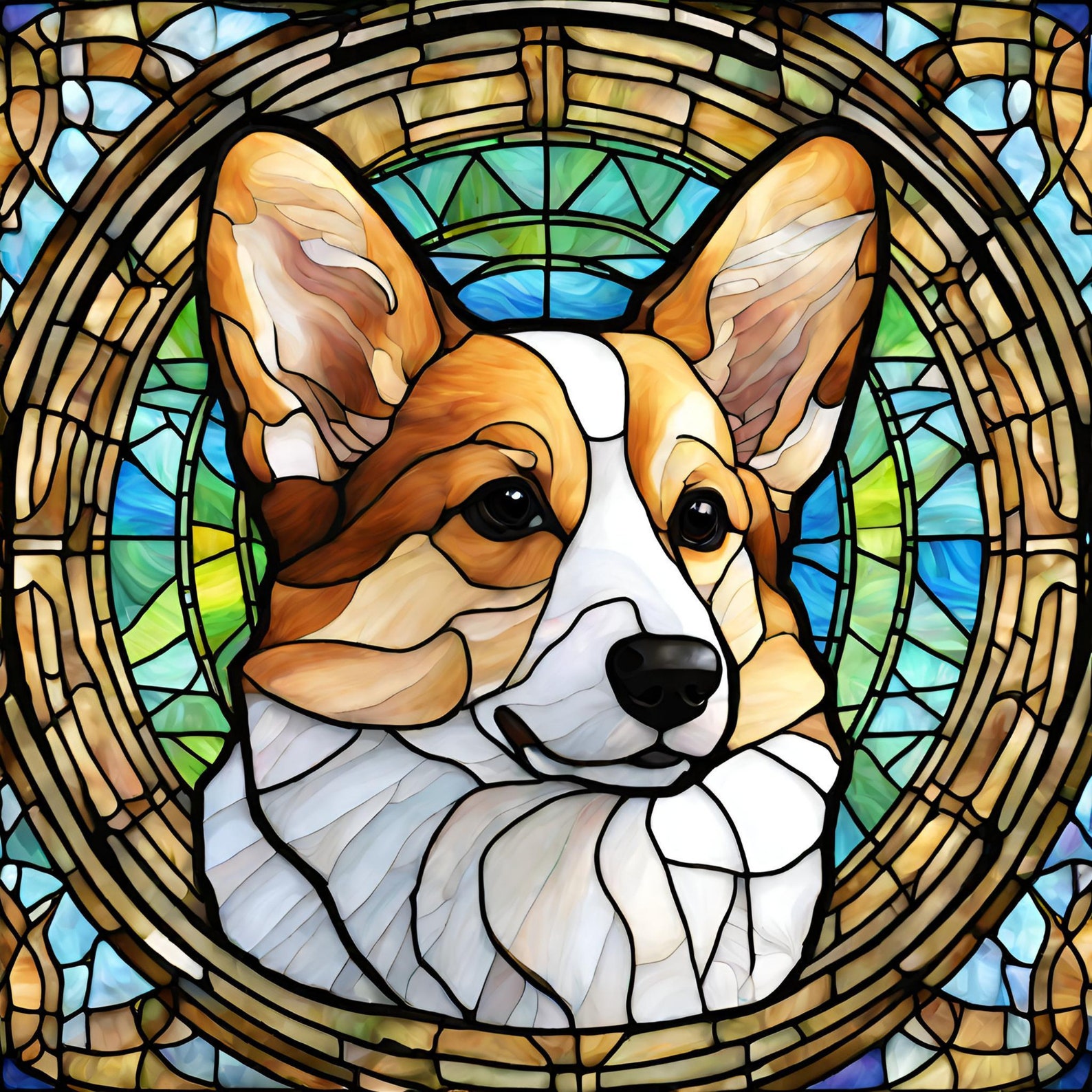 Pembroke Welsh Corgi Stained Glass PNG Pembroke Welsh Corgi Stained ...