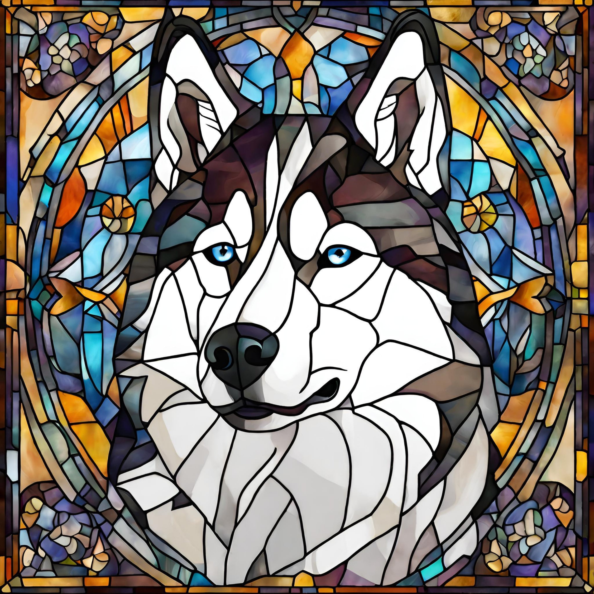 Siberian Husky Stained Glass PNG Siberian Husky Stained Glass Design ...