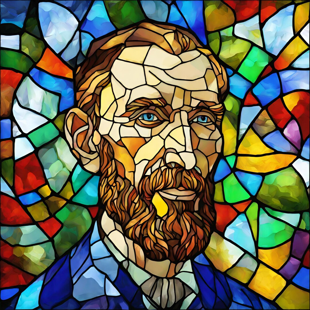 Inspired Van Gogh Self Portrait Stained Glass Pattern Digital Download ...