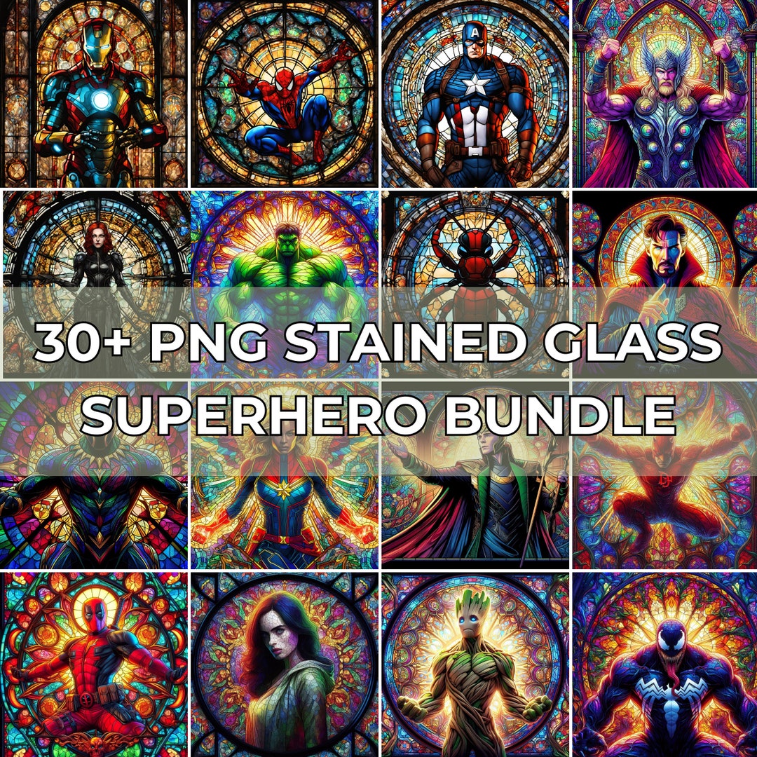 Stained Glass Superheroes 30 PNG, Hero Clipart, Gods, Video Game ...