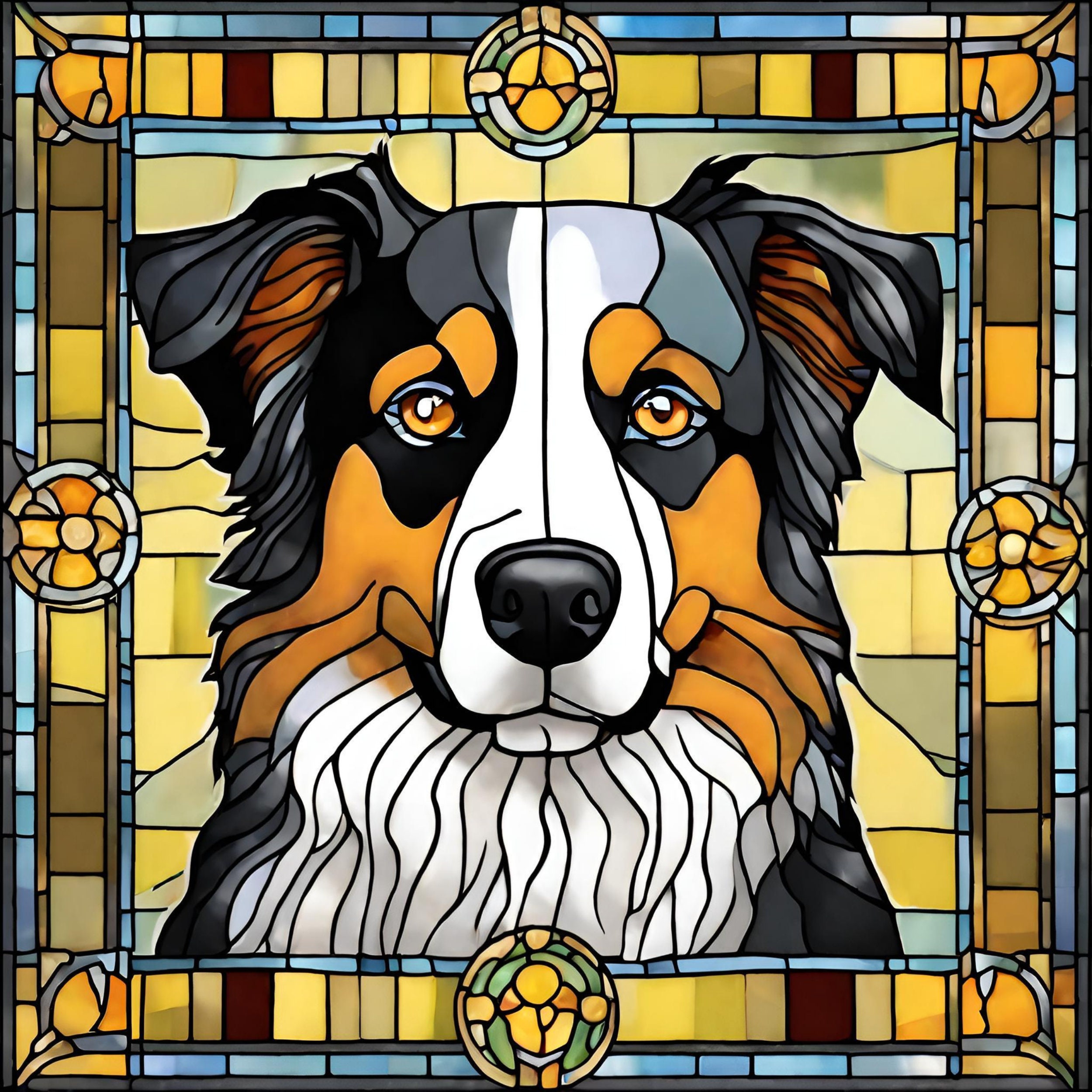 Australian Shepherd Stained Glass PNG Australian Shepherd Stained Glass ...